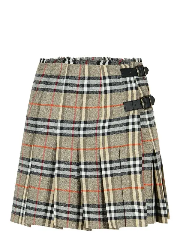 Burberry Wool Mini Kilt With Check Pattern - Gray