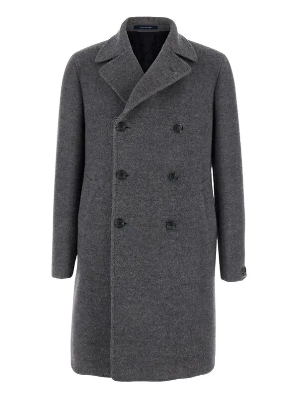 Tagliatore Grey Double-breasted Wool And Cashmere Coat - Multicolor
