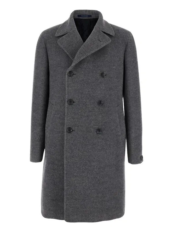 Tagliatore Grey Double-breasted Wool And Cashmere Coat - Multicolor