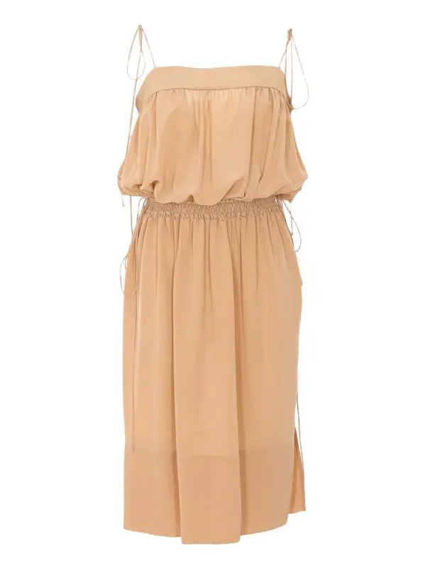 Saint Laurent Midi Balloon Dress - Cream