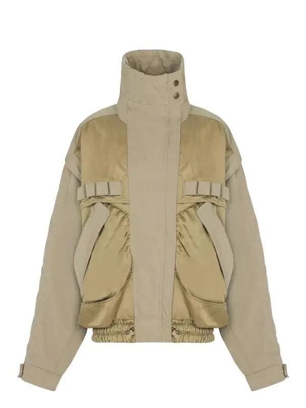 Balmain Quilted Bomber Jacket With Stand Collar - Green