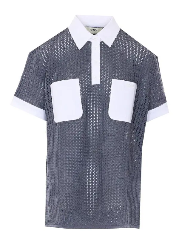 Fendi Military Mesh Polo - Gray