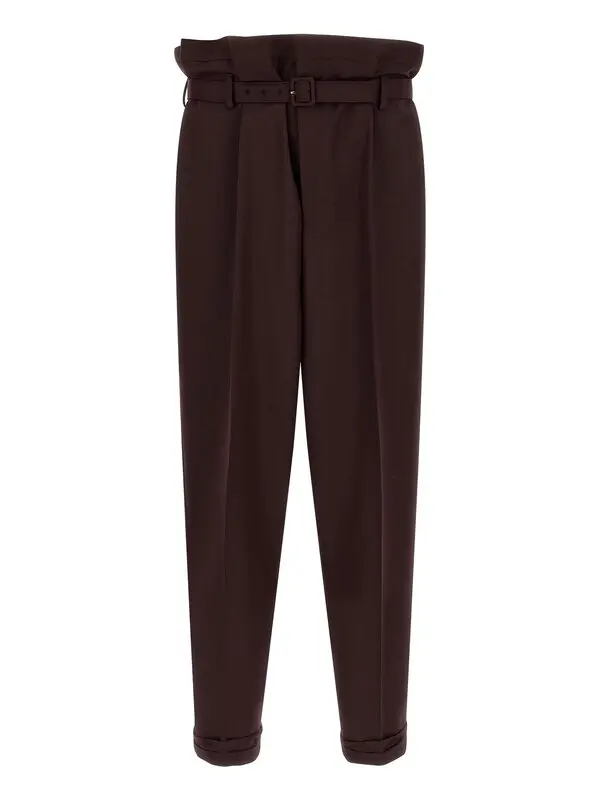 Saint Laurent Wool And Mohair Blend Paper-bag Waist Trousers - Purple