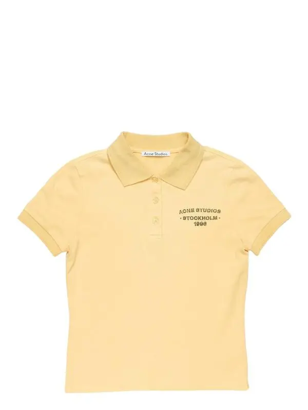 Acne Studios Organic Cotton Polo Shirt With Logo Detail - Yellow