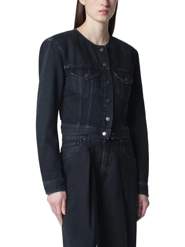 HAIKURE Shirley Bull 44 Cropped Denim Jacket - Gray