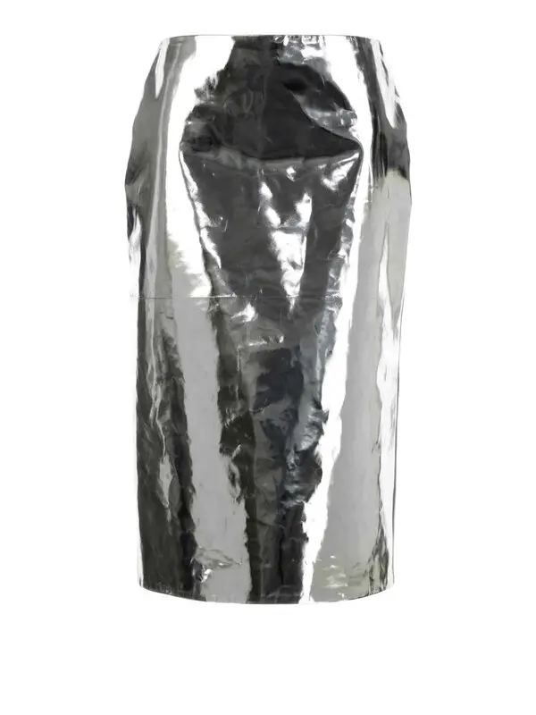 JIL SANDER Leather Skirt - Silver