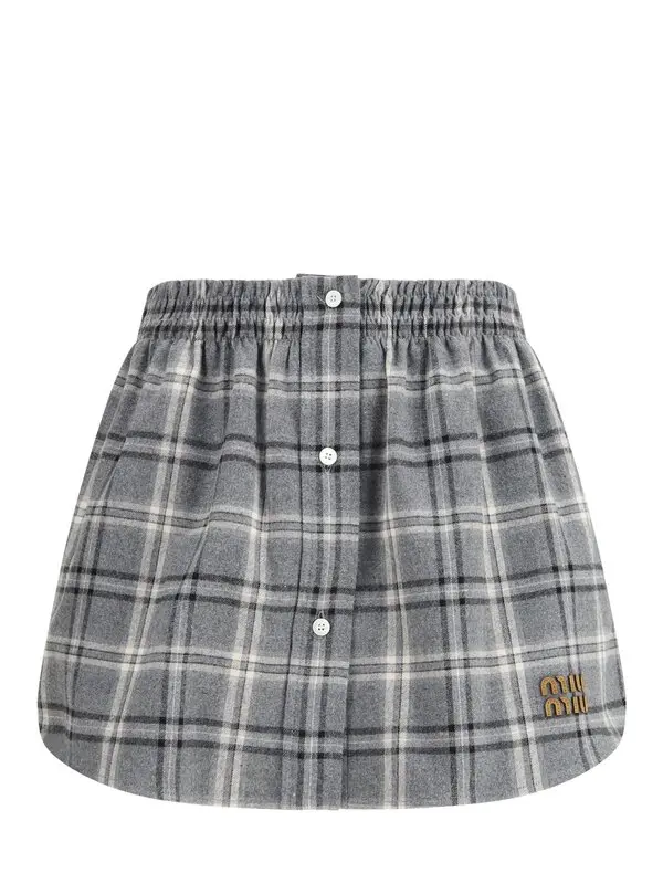 Miu Miu Check Flannel Miniskirt - Gray