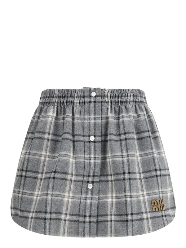 Miu Miu Check Flannel Miniskirt - Gray
