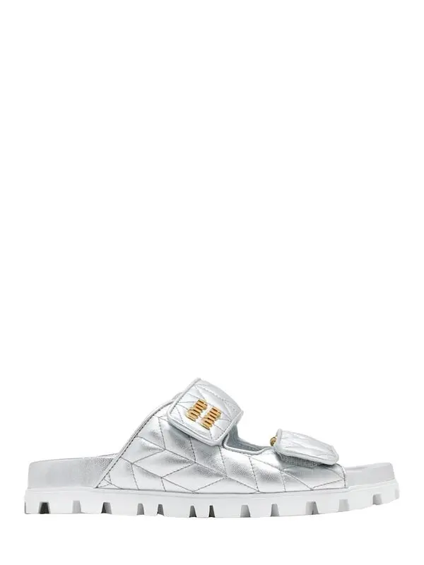 Miu Miu Metallic Leather Sandals - Silver