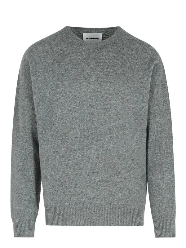 JIL SANDER Fine Knit Virgin Wool Blend Sweater - Gray