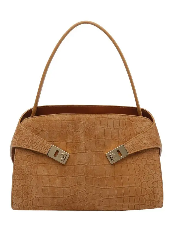FERRAGAMO Soft Hug Medium Handbag - Cream