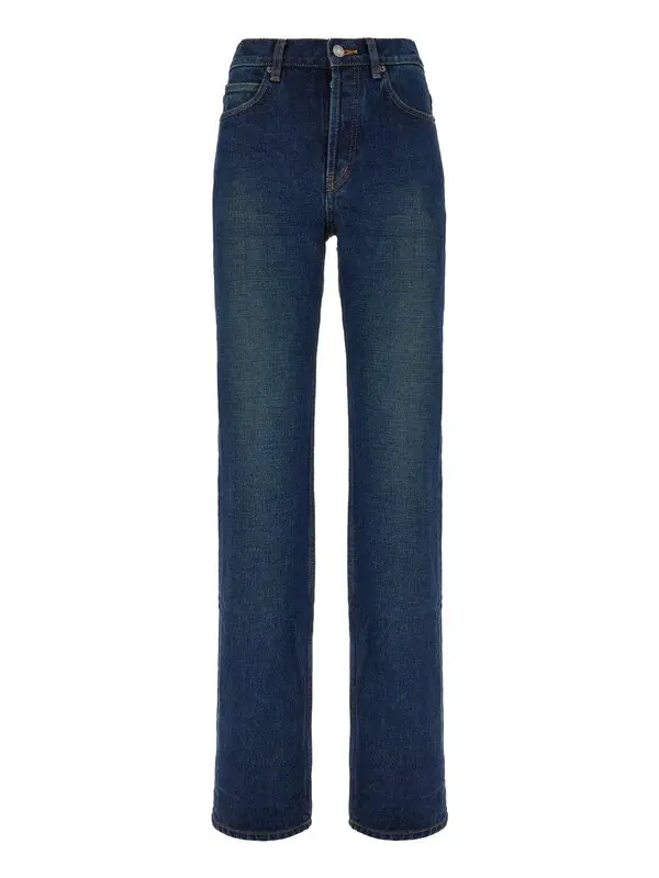 Saint Laurent Dark Wash Straight Leg Jeans - Multicolor