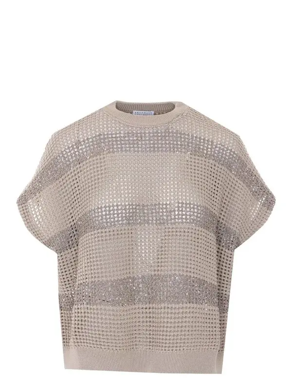 Brunello Cucinelli Perforated Knit Sweater - Cream