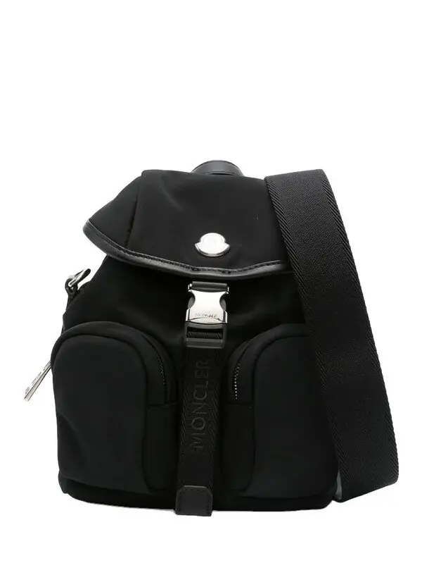 Moncler Technical Jersey And Leather Trimmed Backpack - Black