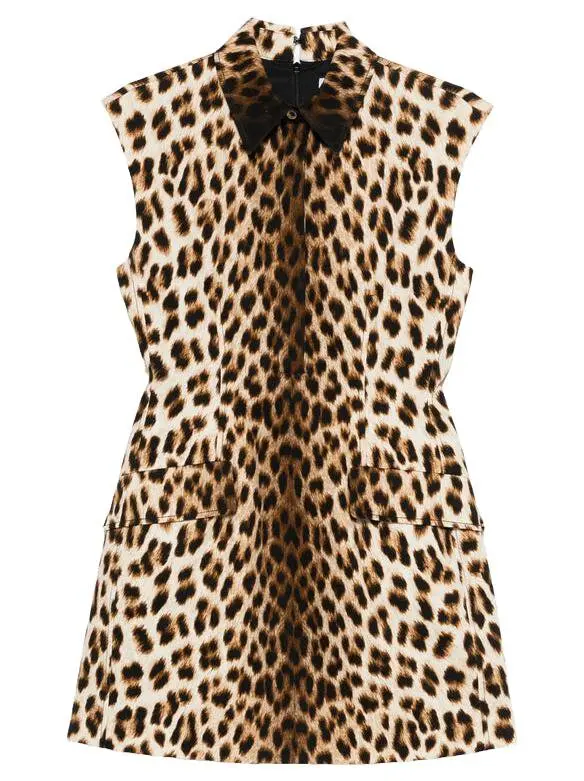 Sportmax Sleeveless Day Dress With Animal Print And Bow Detail - Cream