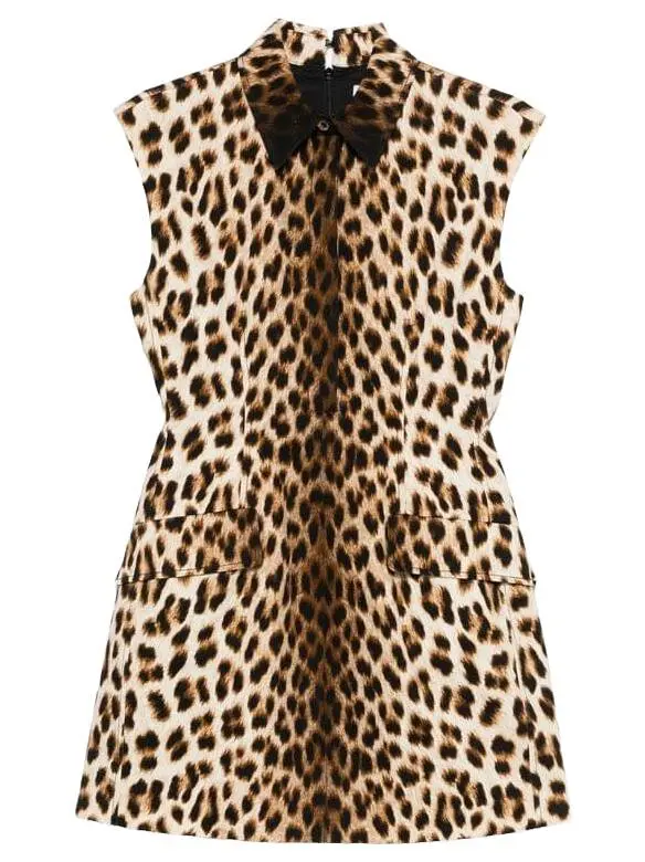 Sportmax Sleeveless Day Dress With Animal Print And Bow Detail - Cream