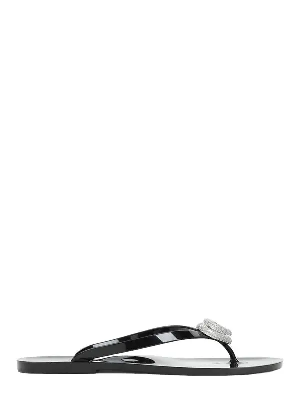 Mach & Mach Embellished Heart Flip-flops - Black