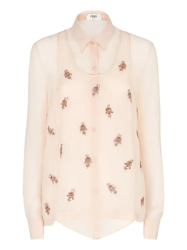 Fendi Silk Georgette Embroidered Blouse - Multicolor