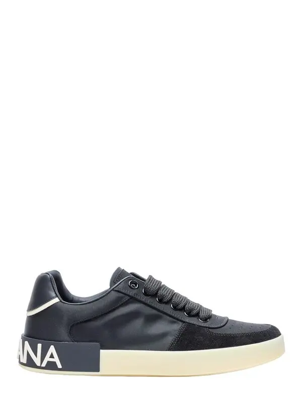 Dolce & Gabbana Portofino Suede And Fabric Sneakers - Black