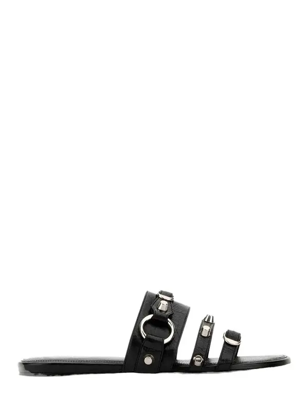 Balenciaga City Flat Mule In Arena Lambskin - Black