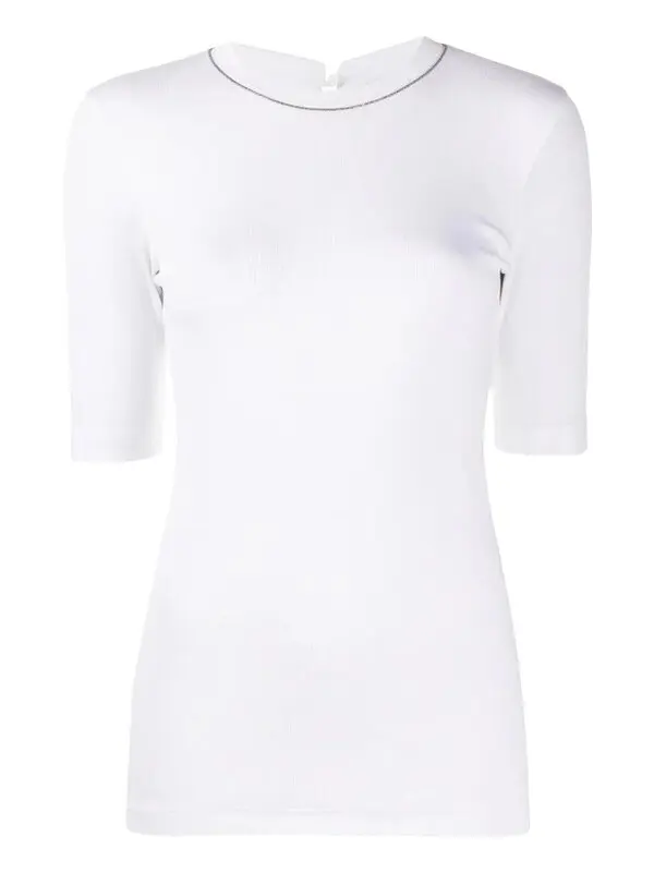 Brunello Cucinelli T-shirt With Monili Embellishment - Multicolor
