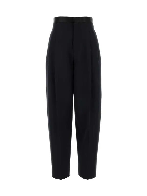 Bottega Veneta Midnight Wool Wide-leg Pant - Blue