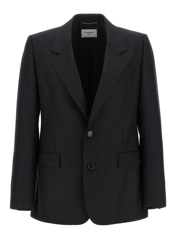 Saint Laurent Pinstripe Blazer - Black
