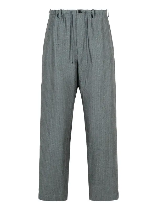 Dries Van Noten Penny Grey Linen Blend Trousers - Gray
