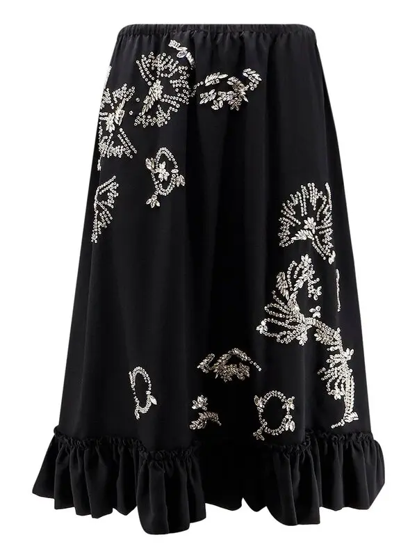 Dries Van Noten Rhinestone Embellished Midi Skirt - Black