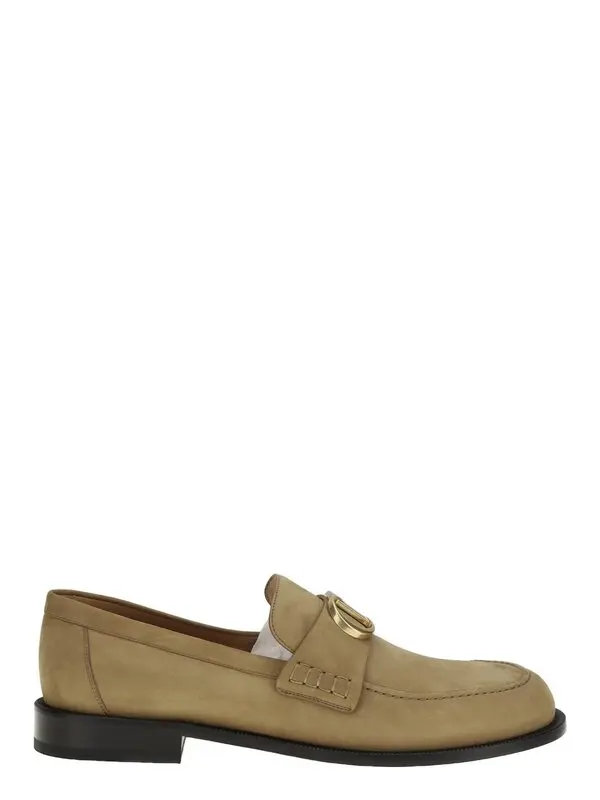 Dior Suede Loafers With Gold-tone Detailing - Cream