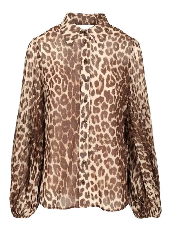 Zimmermann Leopard Print Pleated Sleeve Shirt - Multicolor