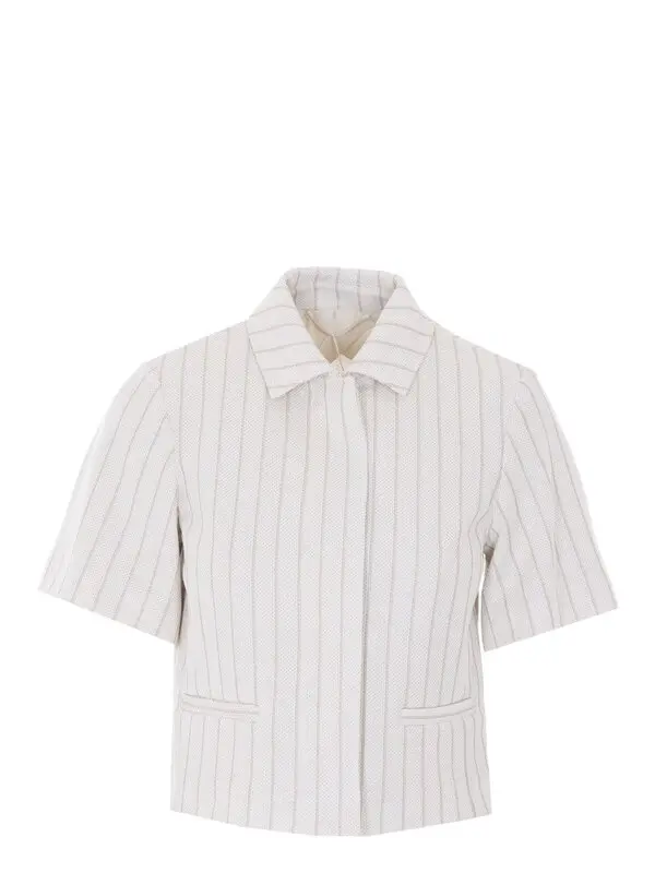 Max Mara Short Sleeve Striped Jacket - White