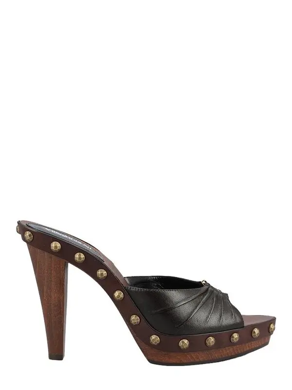 Saint Laurent Embellished Open Toe Mules - Brown