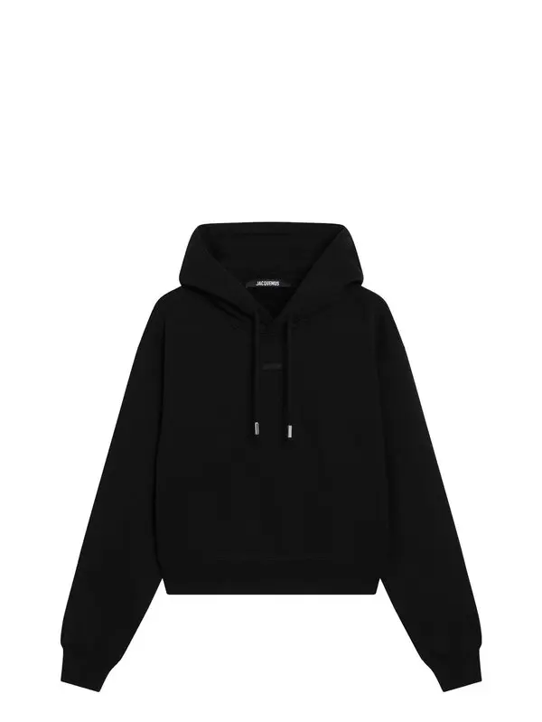 Jacquemus Cropped Logo Hoodie - Black