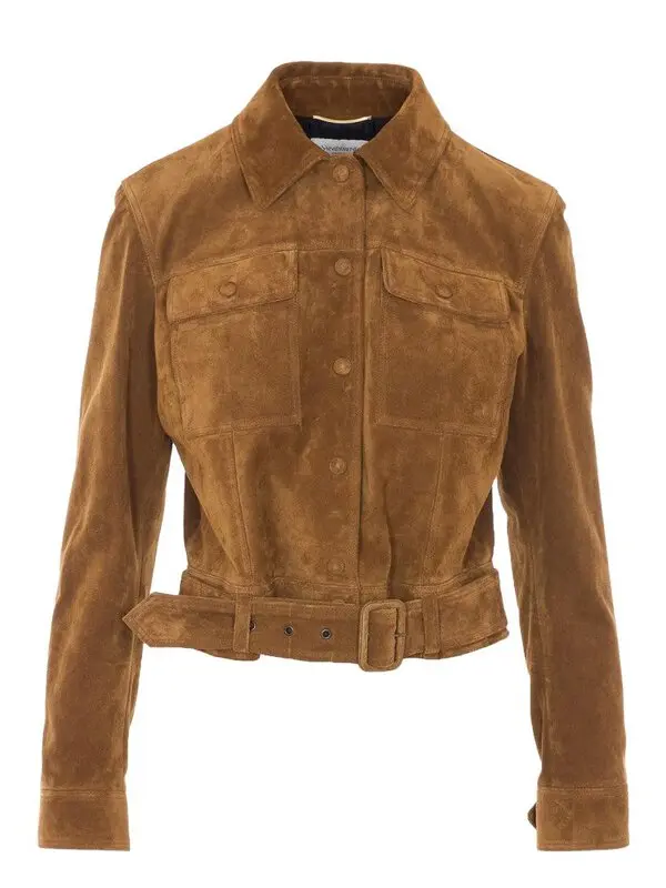 Saint Laurent Tailored Vintage Split Leather Jacket - Brown