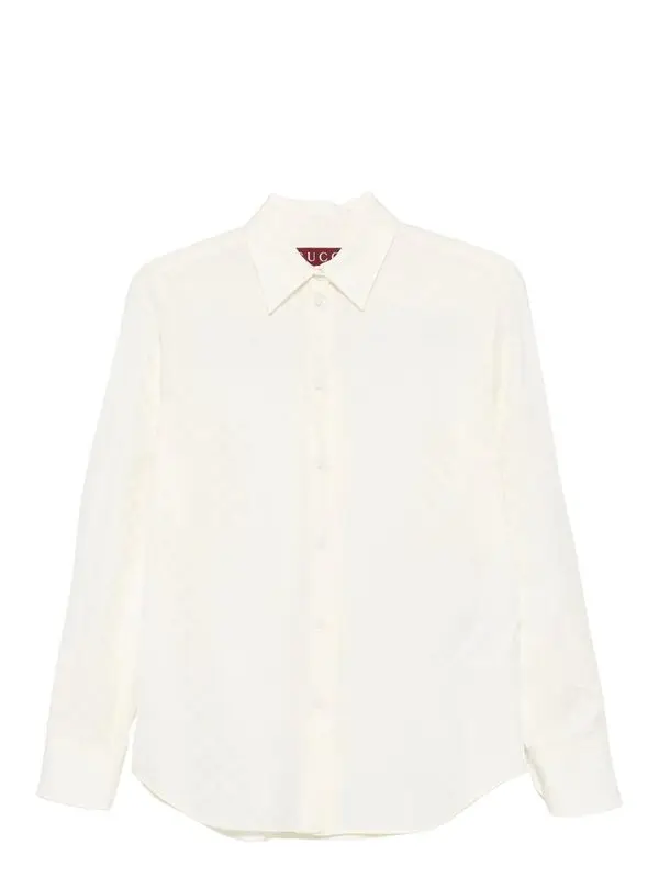 Gucci Silk Jacquard Logo Button-up Shirt - Cream