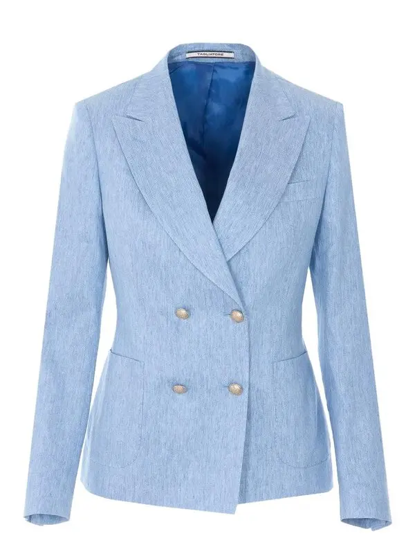 Tagliatore Light Linen Blend Blazer - Blue