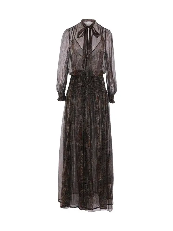 Saint Laurent Semi-sheer Paisley Maxi Dress - Brown