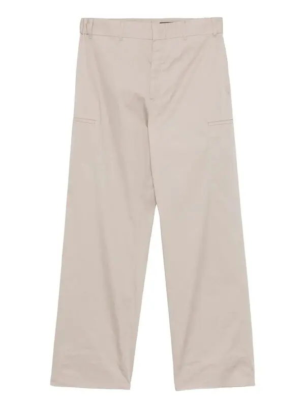 Fendi Straight-cut Cargo Cotton Trousers - Gray
