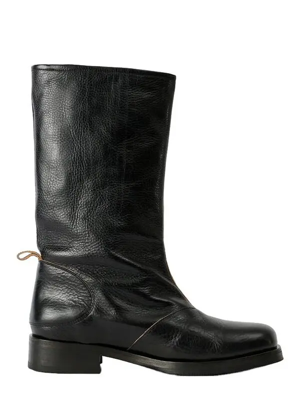 Our Legacy Leather Square Toe Boots - Black