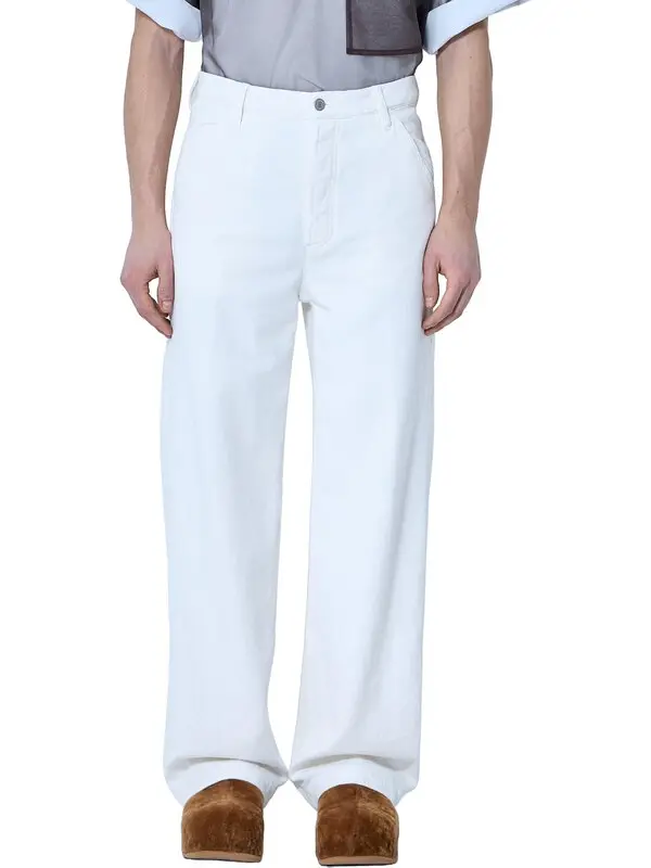 Dries Van Noten Loose Garment-dyed Cotton Pants - White