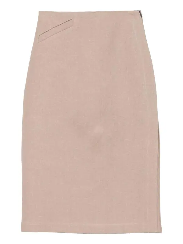 Fendi Waxed Linen Straight Midi Skirt - Multicolor