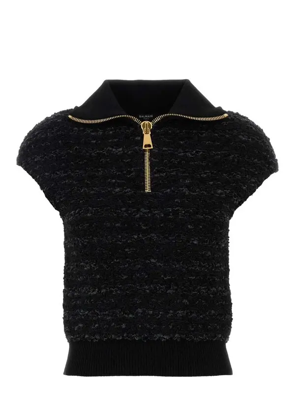 Balmain Melange Boucle Vest - Black