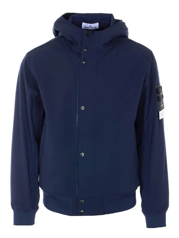 Stone Island Logo Light Soft Shell-r Jacket - Blue