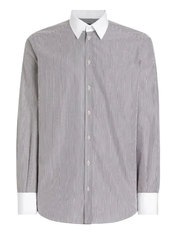 Dolce & Gabbana Striped Cotton Shirt - Gray