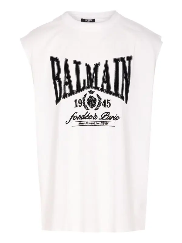 Balmain 1945 Print Tank Top - White