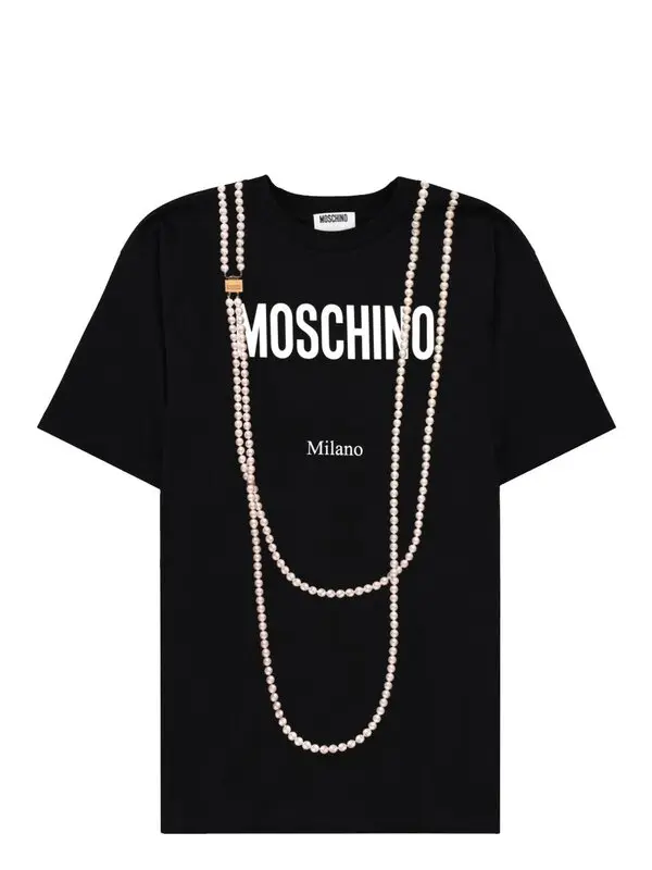 Moschino T-shirt With Printed Necklace Detail - Black
