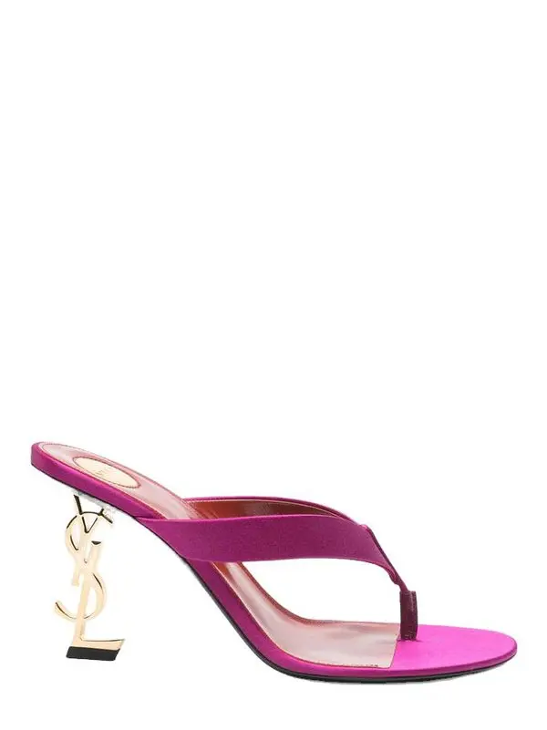 Saint Laurent Thong Strap Monogram Heel Sandals - Pink