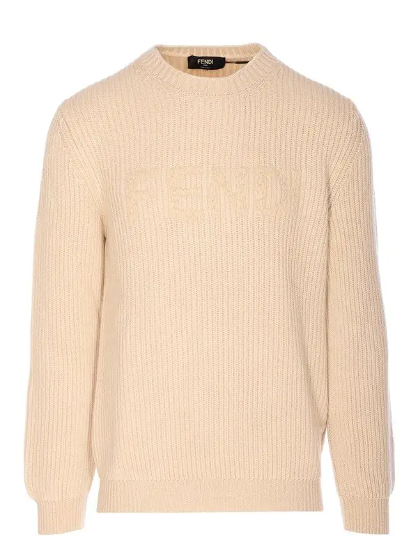 Fendi Maxi Lettering Logo Sweater - Cream