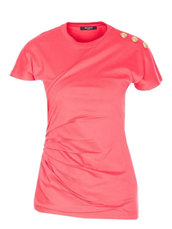 Balmain 3-button Draped T-shirt - Pink